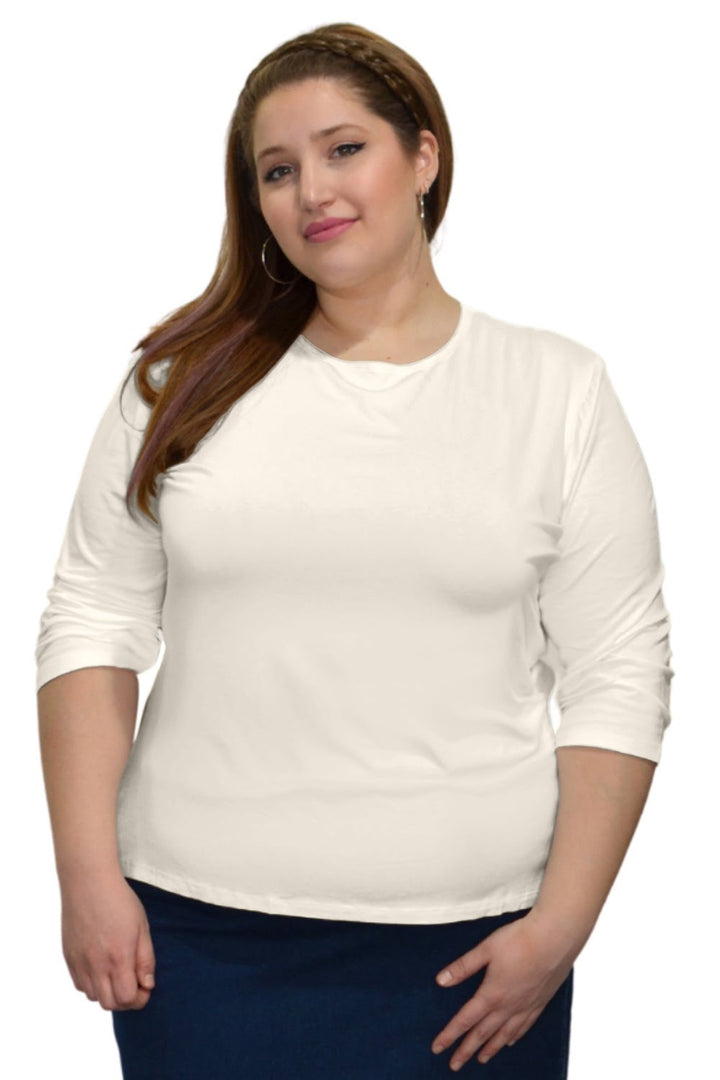 Essential 3/4 Sleeve Modest Crew Neckline Shell - Versatile Layering T ...